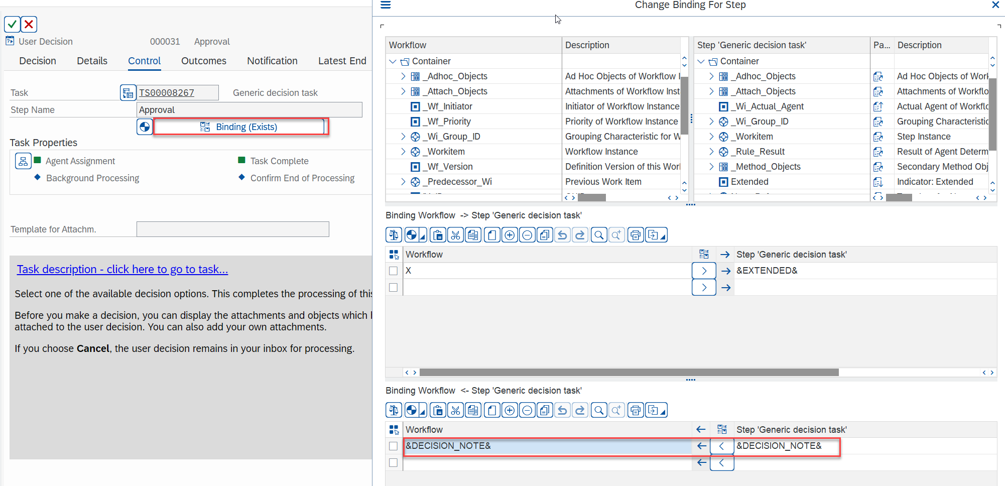 SAP Workflow : Read decision note for a task action from MyInbox